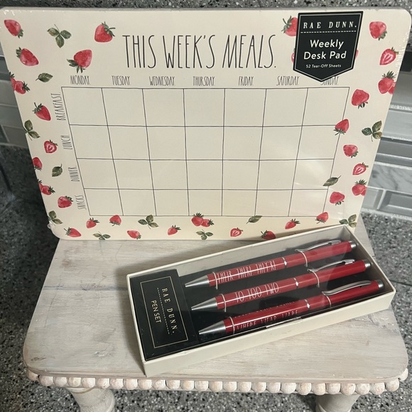 Rae Dunn | Office | Rae Dunn Pen Set Weekly Desk Pad | Poshmark